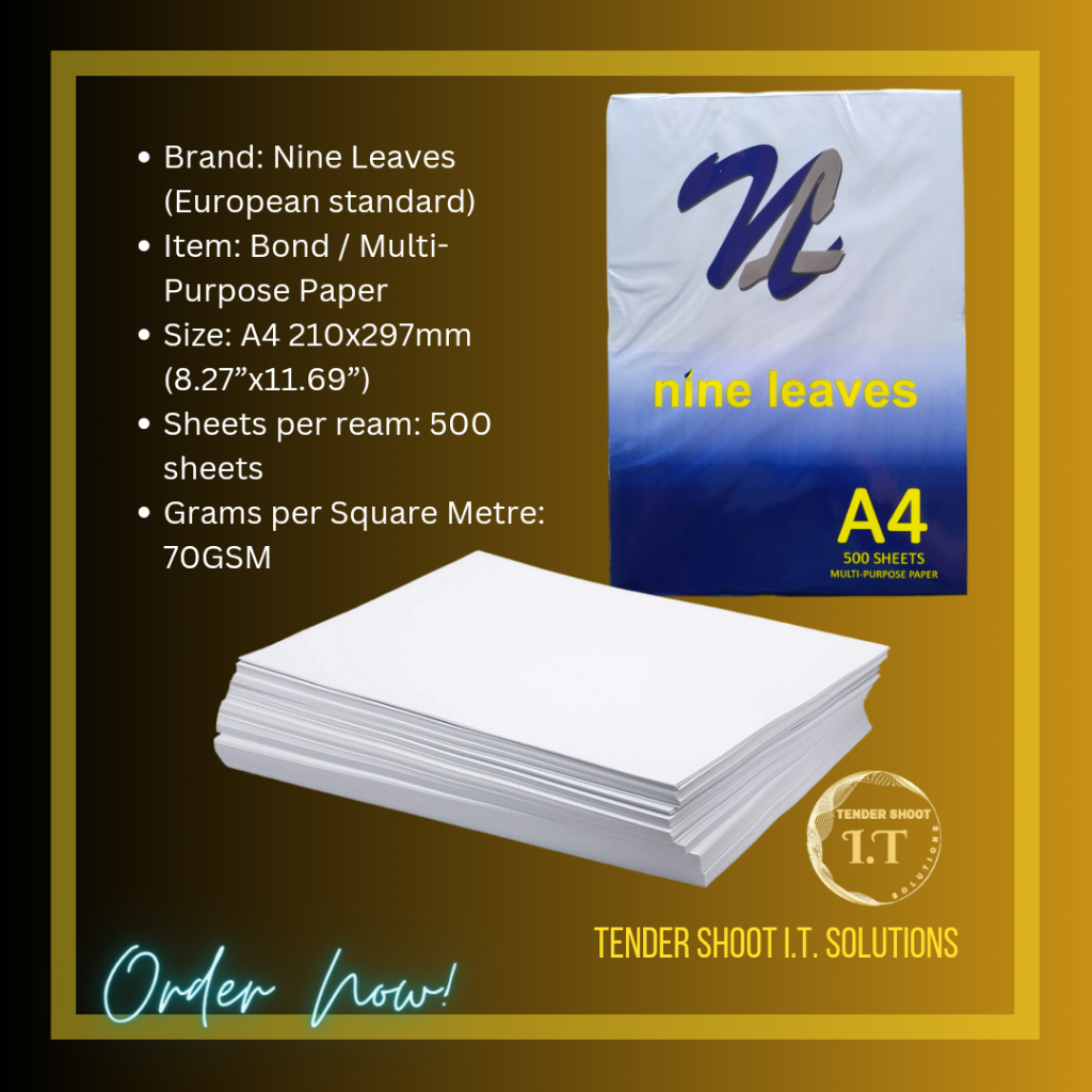 Nine Leaves A4 8.27”x11.69” 210mmX297mm 70GSM Bond Paper / Multi ...