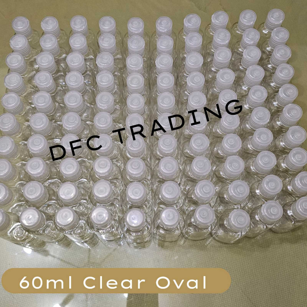 100pcs 60ML Clear Oval Flip Cap Plastic Bottle HI GRADE FOOD GRADE upwh ...