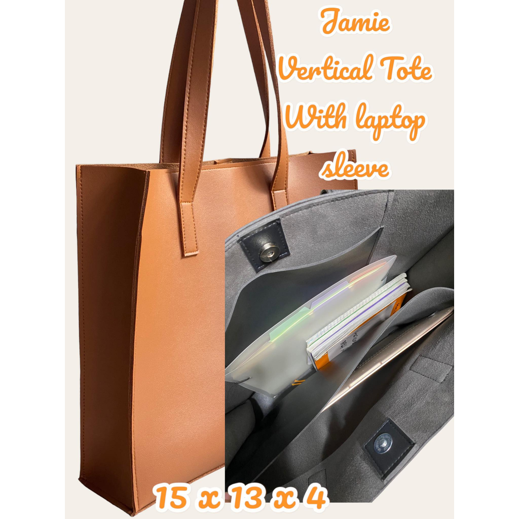 Marikina Bags Jamie Vertical Tote bag Handbag with laptop sleeve in Pu ...