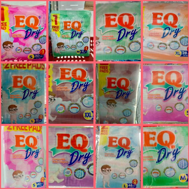 EQ Dry Disposable Baby Diaper (New Born/S/M/L/XL/XXL) | Shopee Philippines