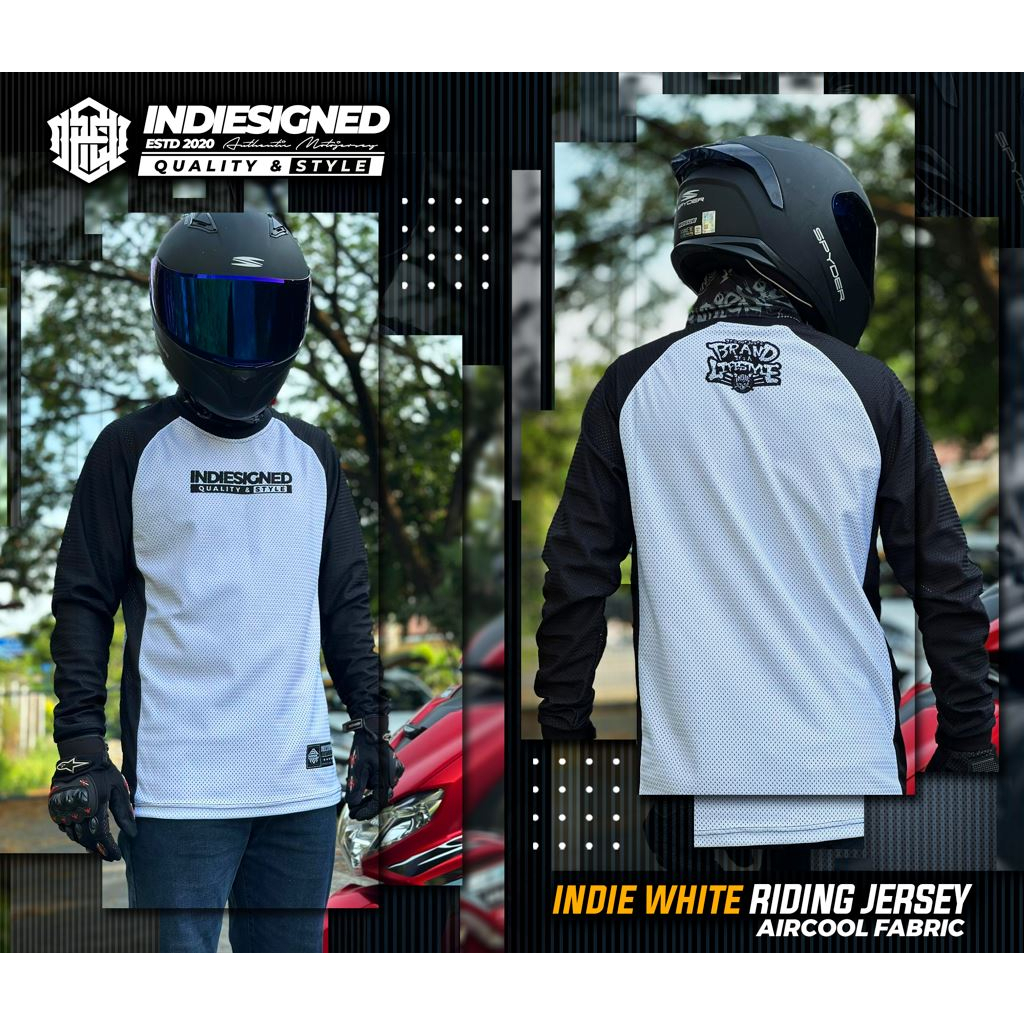 INDIE WHITE RIDING JERSEY LONGSLEEVE INDIESIGNED OFFICIAL | Shopee Philippines