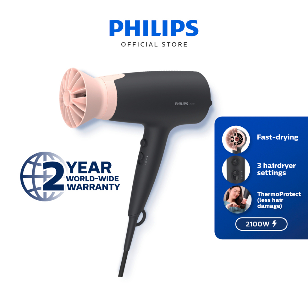 Philips 3000 Series Hair Dryer 2100W Ionic BHD350/10 with ThermoProtect Technology | Shopee ...