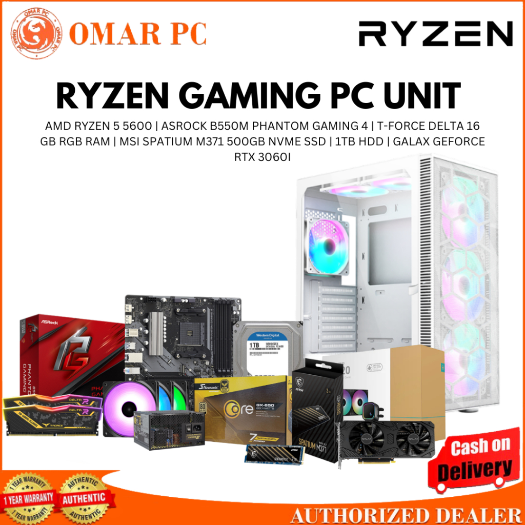 RYZEN GAMING SYSTEM UNIT [RYZEN 5 5600] [GALAX GeForce RTX 3060 OC 8GB ...
