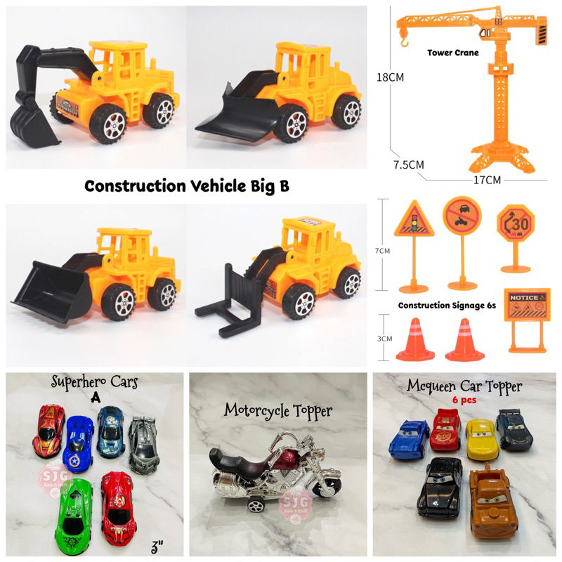 car toy toppers bicycle construction motorcycle racing cake decoration ...