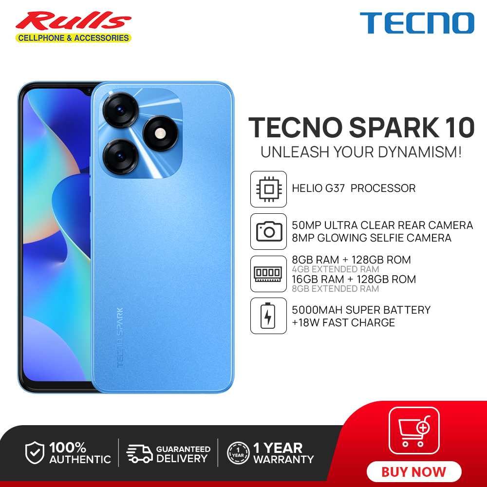 Tecno Spark 10 Smartphone 4Gb+128Gb & 8Gb+128Gb Helio G37 Processor 6.6" HD+ 90Hz Refresh Rate ...