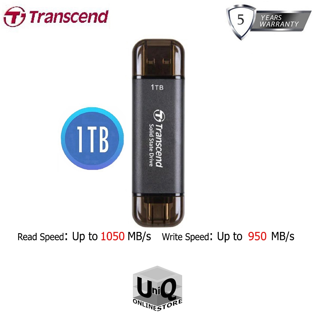 Transcend 1TB Dual USB Portable SSD ESD310C (TS1TESD310C) Up to 1050 MB ...