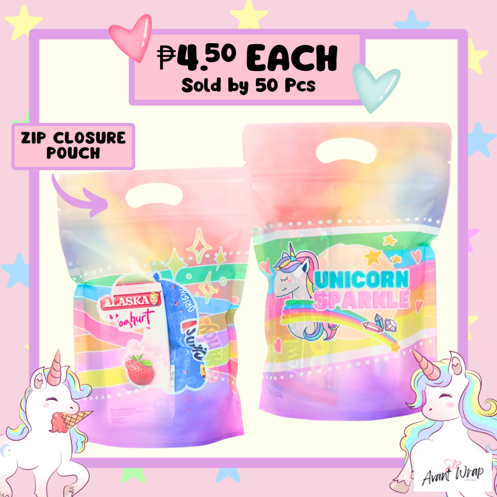 (50 PCS) PP1012 Unicorn Sparkle Loot Bag Chips Bag Chipsbag Zip Candy ...