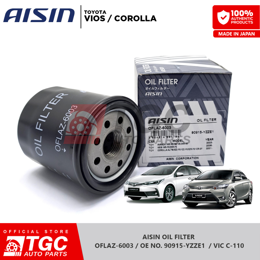 Aisin Oil Filter Toyota Vios / Corolla / OE No. 90915-YZZE1 / Vic C-110 ...