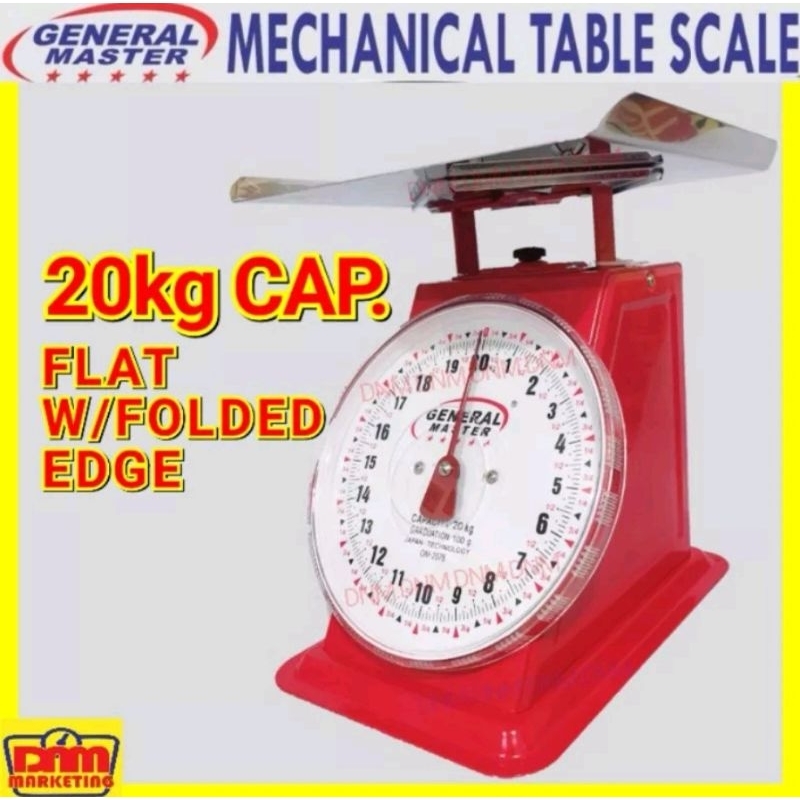 GENERAL MASTER MECHANICAL SCALE 20KG FLAT-DIAL TYPE W/ FOLDED EDGE ...