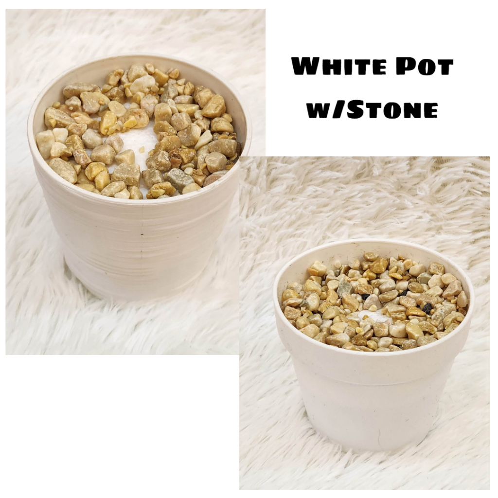 White Round Plastic Floral Foam Pot With Stones | Shopee Philippines