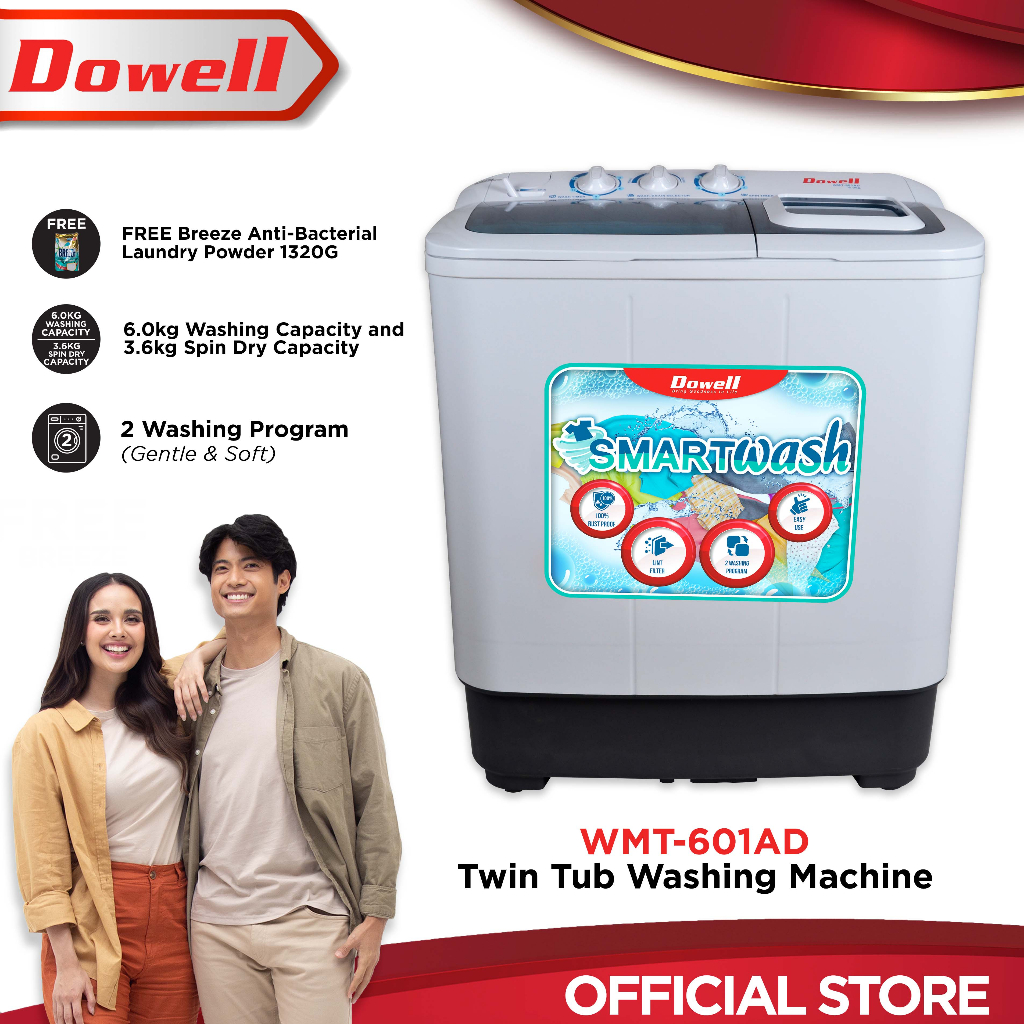 Dowell WMT-601AD 6 KG Washing Capacity and 3.6kg Spin Dry Capacity Twin ...