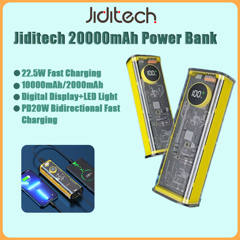 Jiditech 20000mAh 22.5W Powerbank Fast Charge Transparent Mini Portable ...