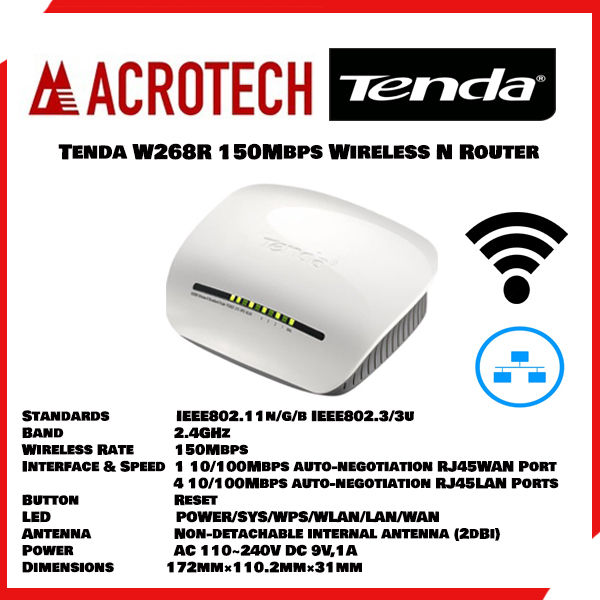 Tenda W268R 150Mbps Slim Design Wireless N Router | Shopee Philippines