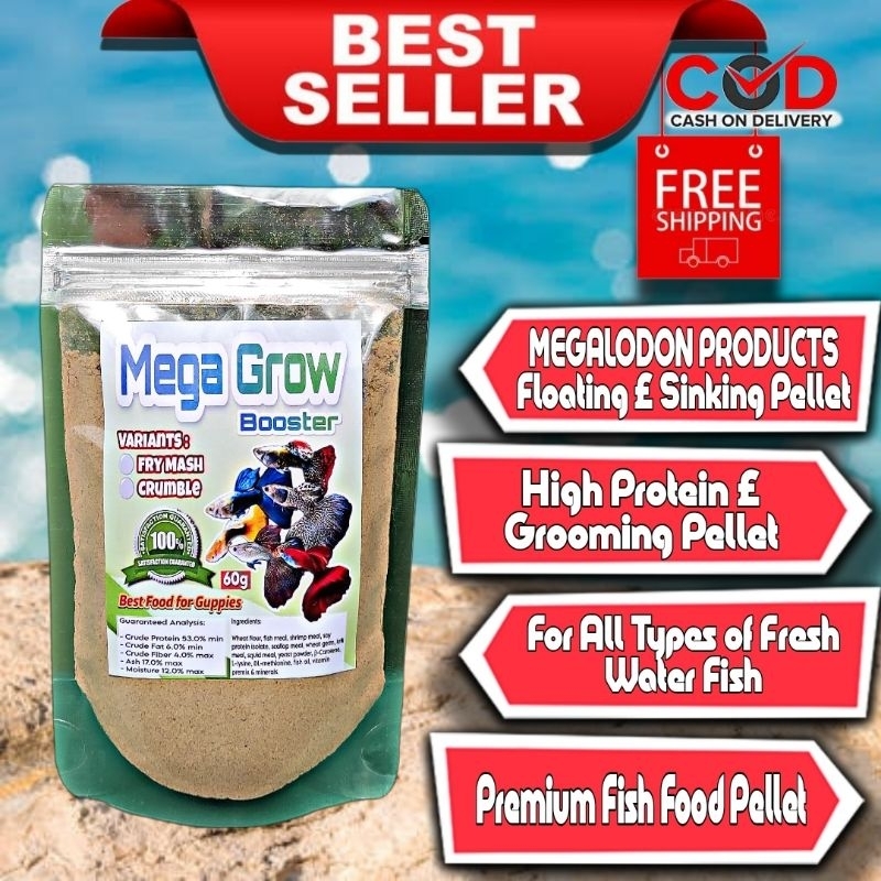 MEGA GROW BOOSTER (best food for guppies) Fry Mash and Crumble Size (10 ...