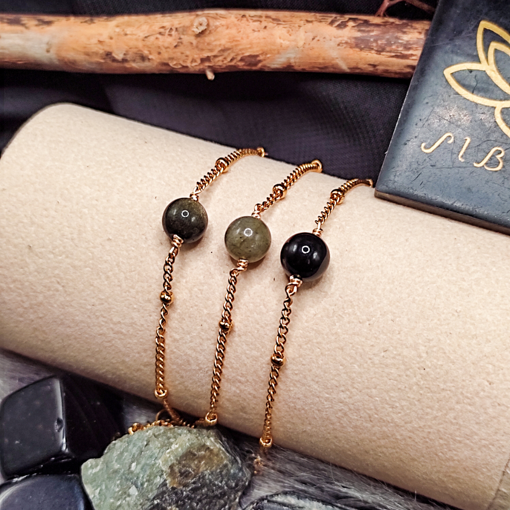 Bracelet Black Tourmaline Obsidian Labradorite (Protection Grounding ...