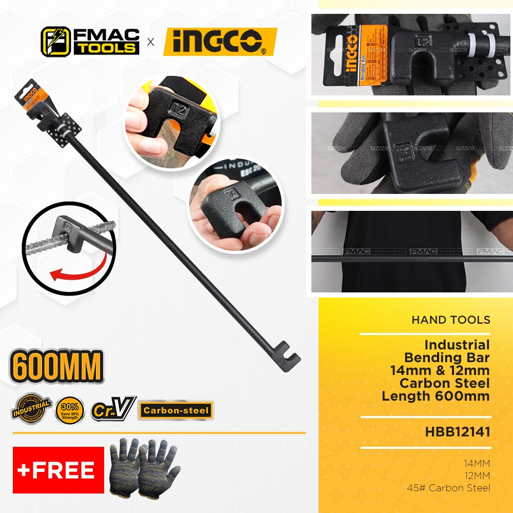 INGCO Industrial Bending Bar 12mm & 14mm Carbon Steel Length 600mm ...
