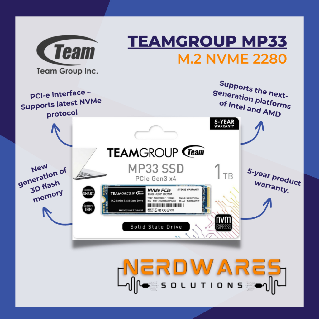 Teamgroup MP33 128GB 256GB 512GB 1TB NVME M.2 2280 Gaming SSD PCIe ...