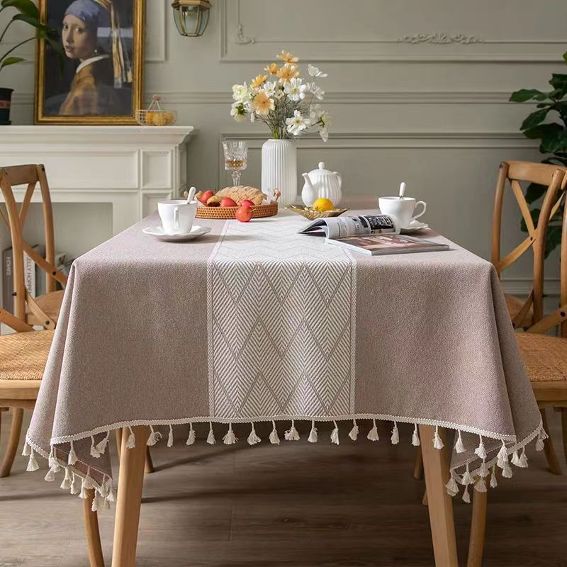 4/6/8/10 Seater Table Cover Tablecloth Imitation Cotton Linen Table ...