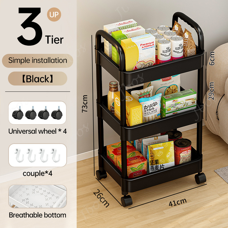 3/4/5 Layer Trolley Cart Organizer Moving Rack Storage Shelf for Room ...