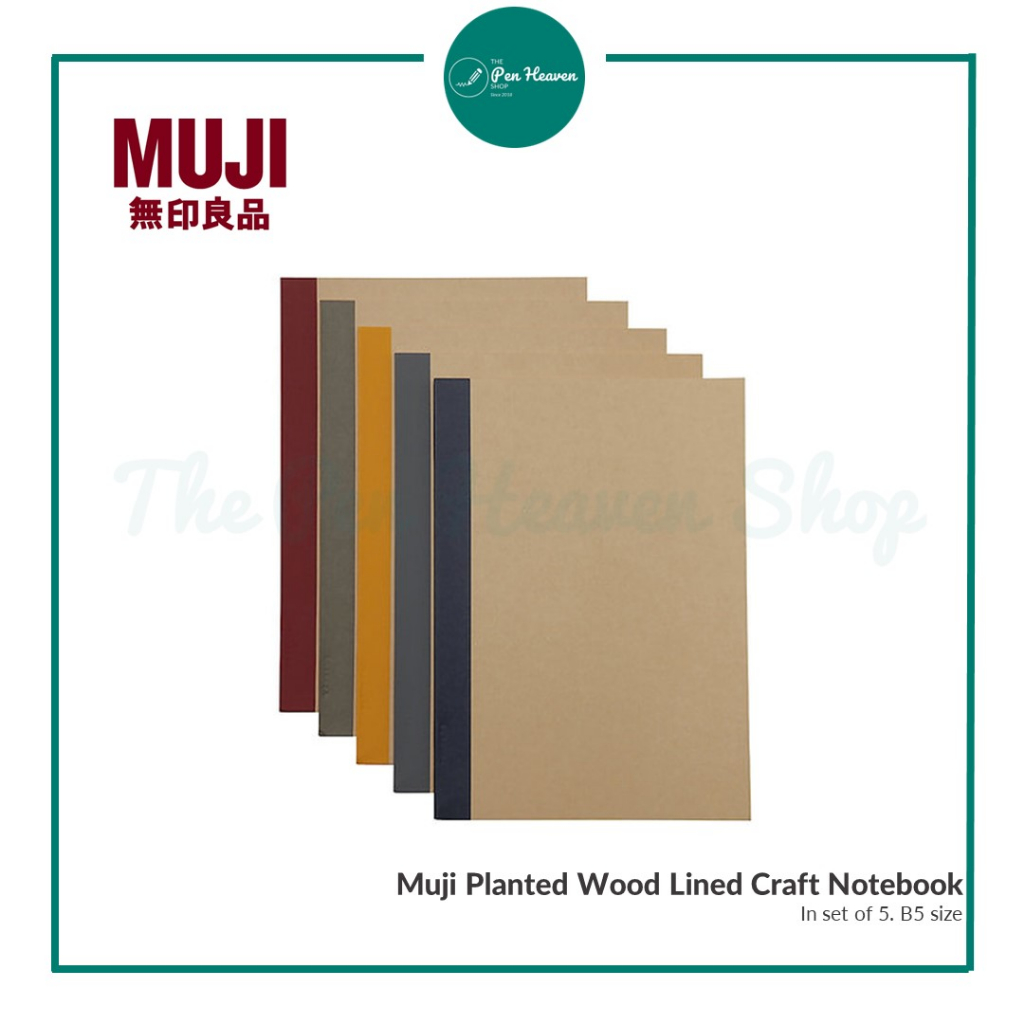 Muji Planted Wood B5 Lined Craft Notebook (Set of 5, Authentic) | Shopee Philippines