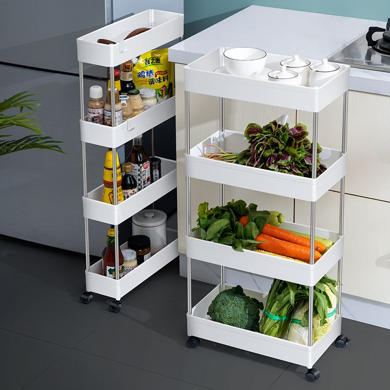 4 Layer Moving Rack Kitchen Storage Shelf Wall Cabinets Home Bedroom ...