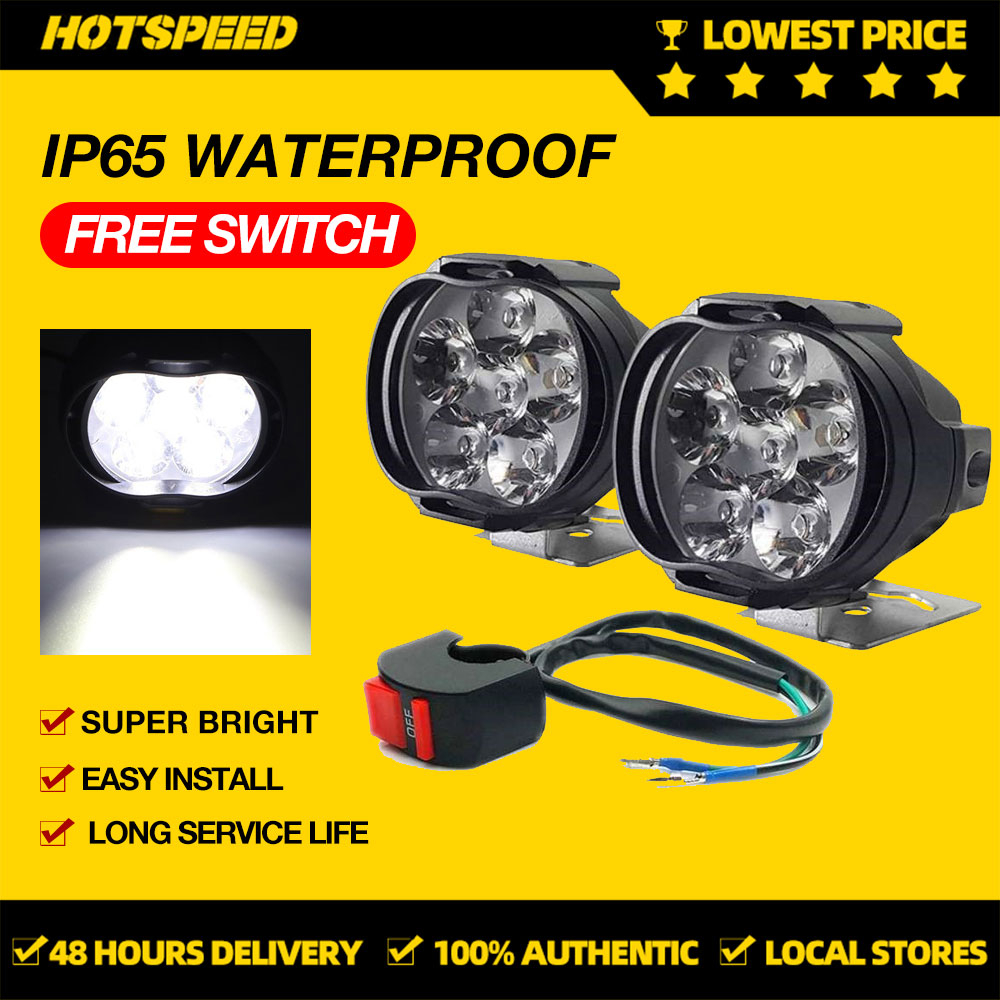 HOTSPEED LED Lights for Motorcycle Fog Light Super Bright Headlight 12V ...
