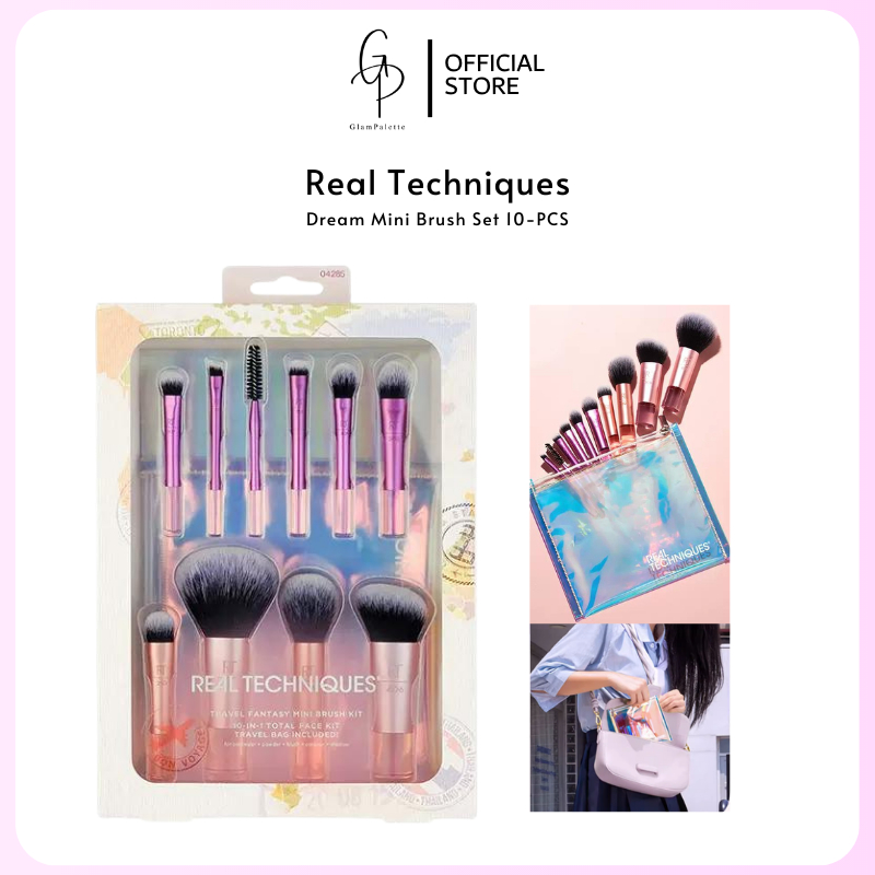 Real Techniques Makeup Brush Travel Fantasy Mini Brush Set 10-PCS pocket portable set | Shopee ...