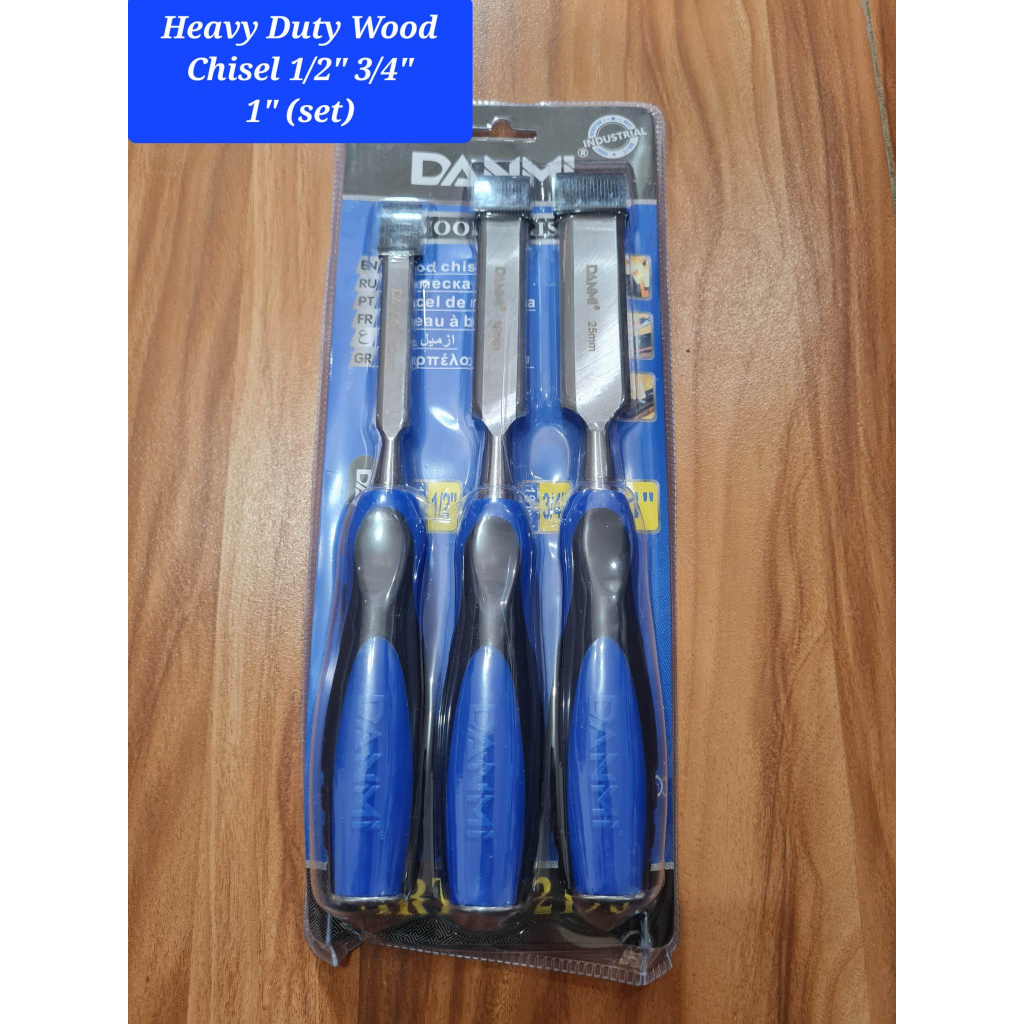 Wood Chisel Heavy Duty 1/2" 3/4" 1" with Rubber Handle Metal Base (per ...