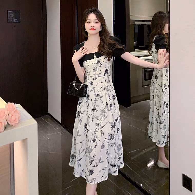 Floral Sexy Black Long Dress For Woman Casual Plus Size Semi Formal