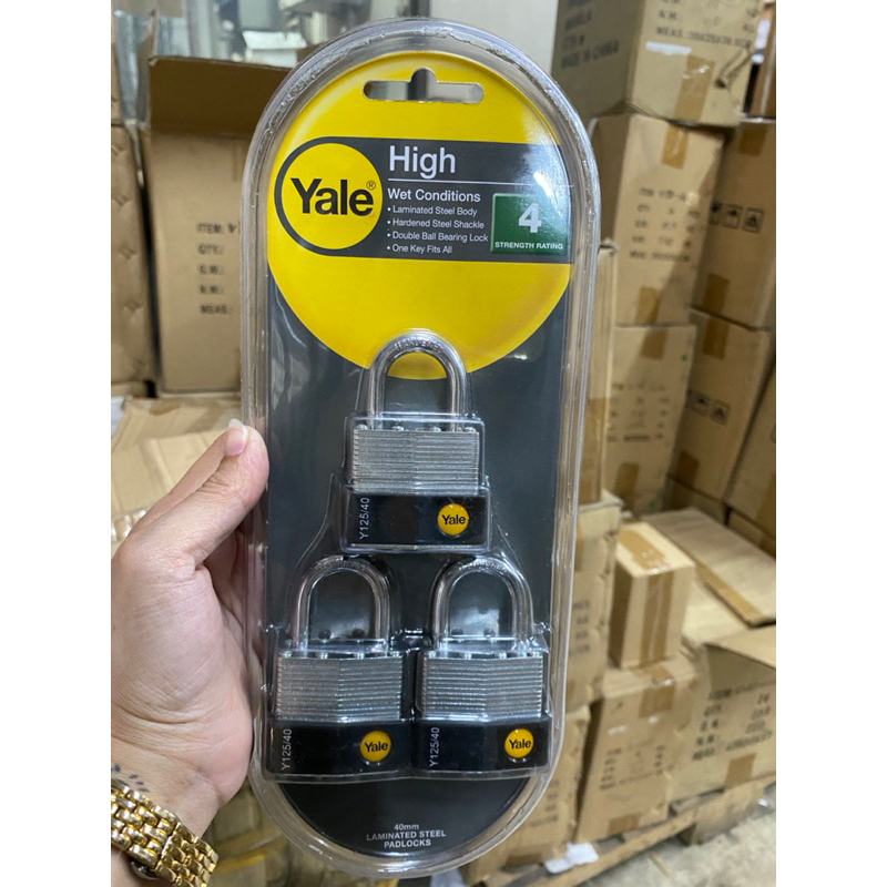 Yale Laminated Steel Padlock for Outdoor Use Boron Shackle CEN Grade 2 ...
