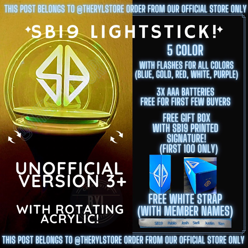 SB19 unofficial Lightstick v3 - fanmade FREE 1 RANDOM LOMO CARD ...