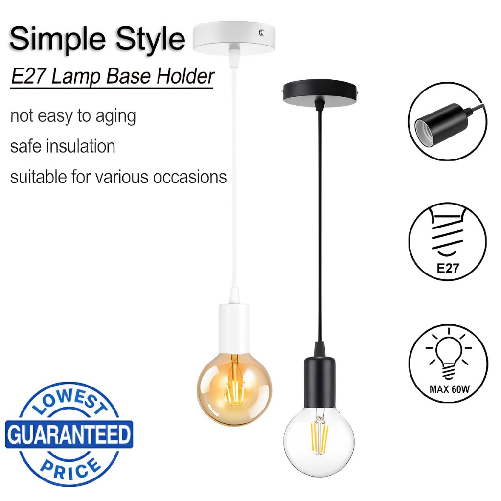 Ceiling Lamp Holder Pendant Light Socket Ceiling Light 100cm E27 Base ...