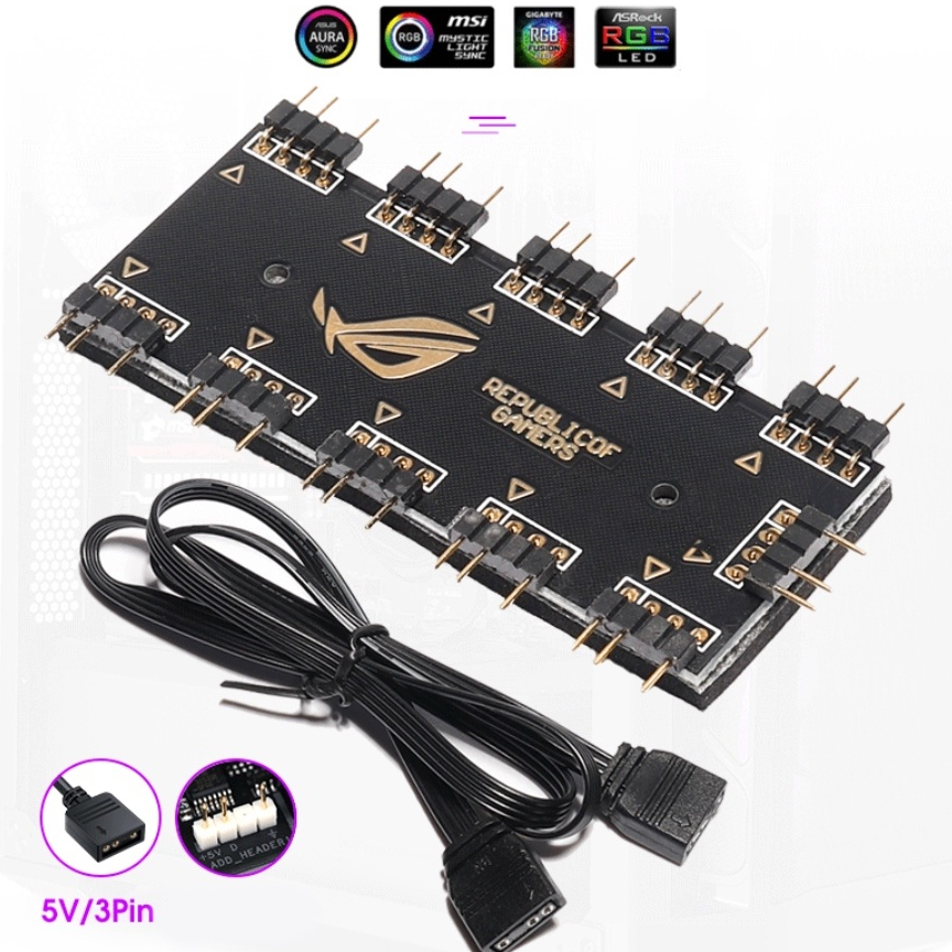 ARGB LED 10 way Splitter Hub for ASUS / GIGABYTE / MSI / Asrock ...