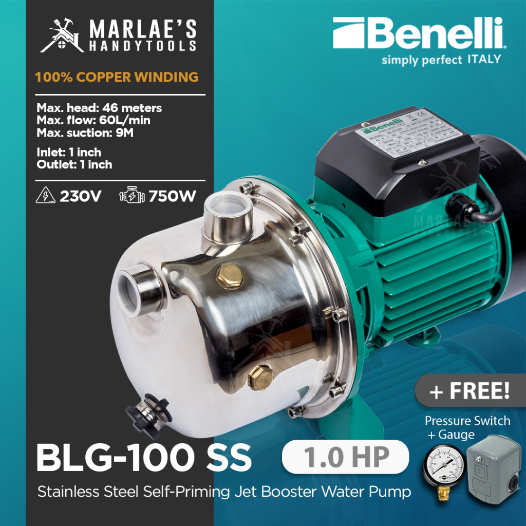 Benelli Stainless Head Jet Booster Water Pump 1.0HP BLG 100 | Shopee ...