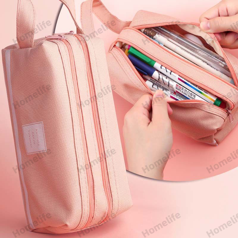 Large capacity pencil case with double pull-out pencil case portable ...