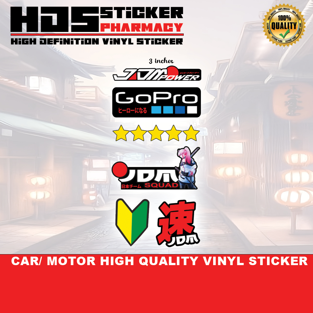 JDM NEW DESIGN 6 PCS HIGH QUALITY VINYL STICKER MACHINE CUT - LAMINATED ...