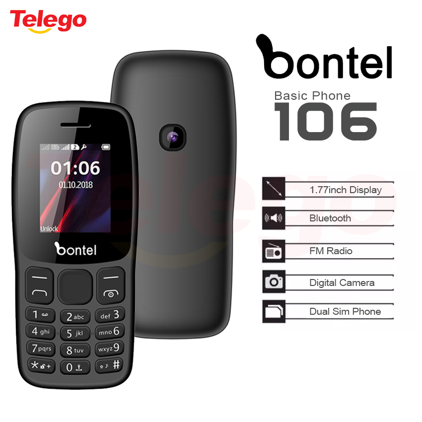 TELEGO Bontel 106 Basic Mobile Phone 800mAh Dual Sim Keypad Phone ...