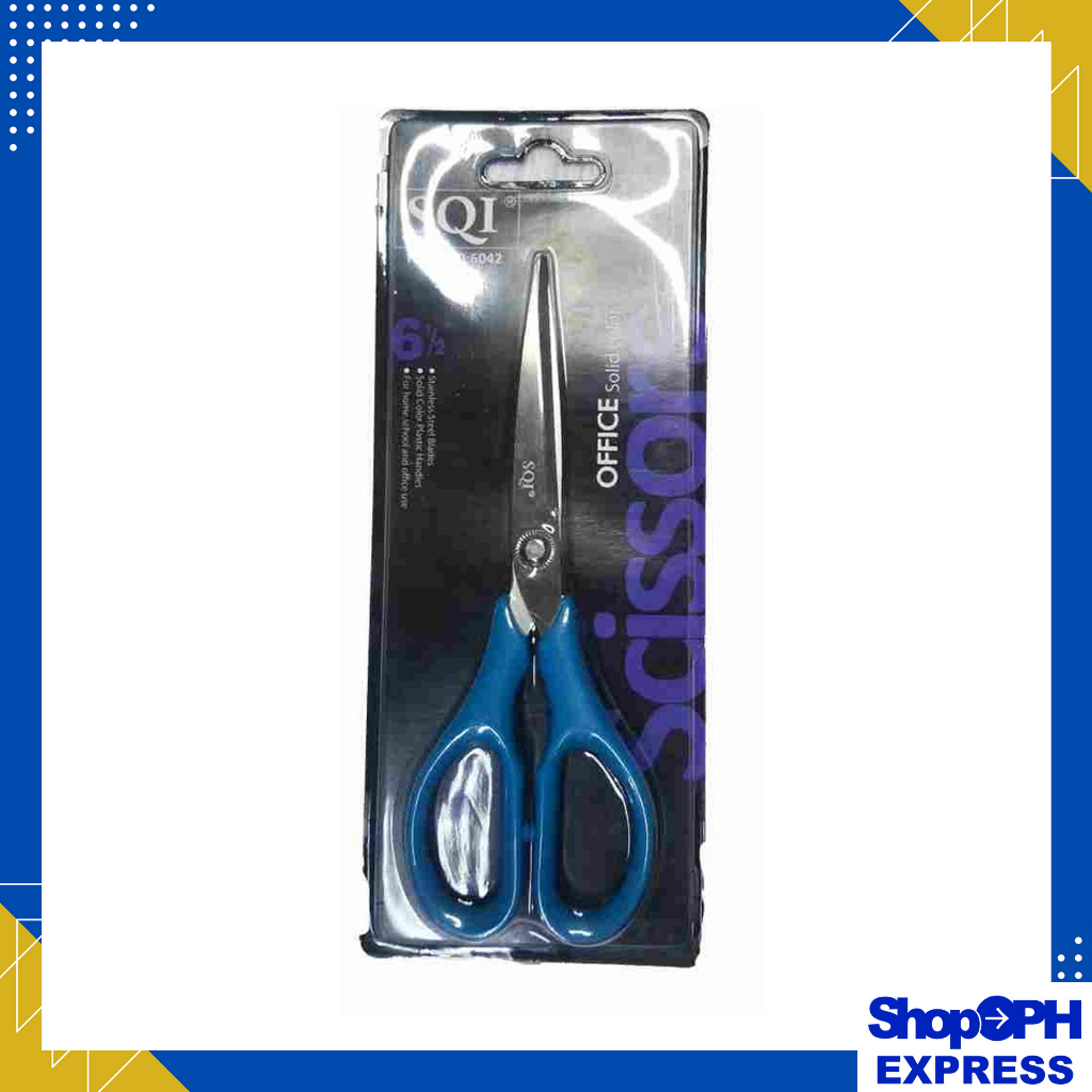️[1 PIECE] SQI Stainless Ordinary Scissor for School and Office Use ...