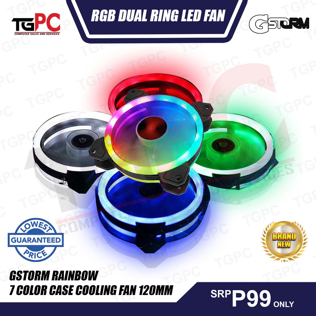 Gstorm Rainbow RGB Dual Ring Led Fan 7 Color Case Cooling Fan 120mm ...