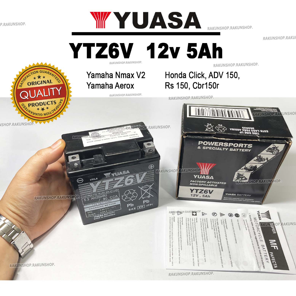 Original Yuasa YTZ6V 12V 5AH AEROX NMAX V2 HONDA CLICK ADV150 | Shopee ...