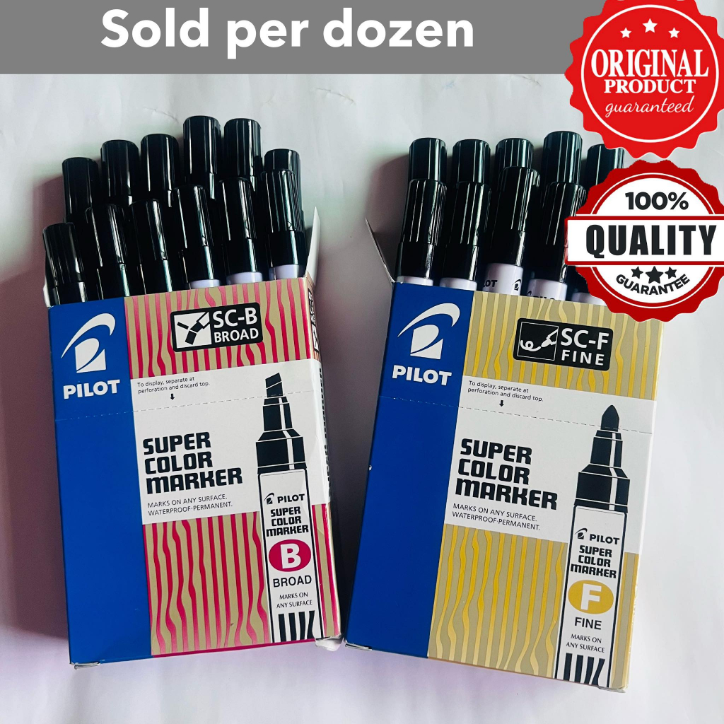 PILOT Permanent Marker BLACK FINE/BROAD (SOLD BY DOZEN-12 PIECES ...