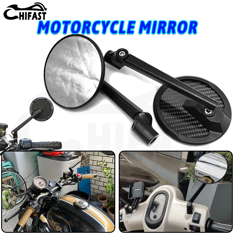HIFAST Motorcycle Side Mirror Clear Mirror Carbon Type Universal Motor ...