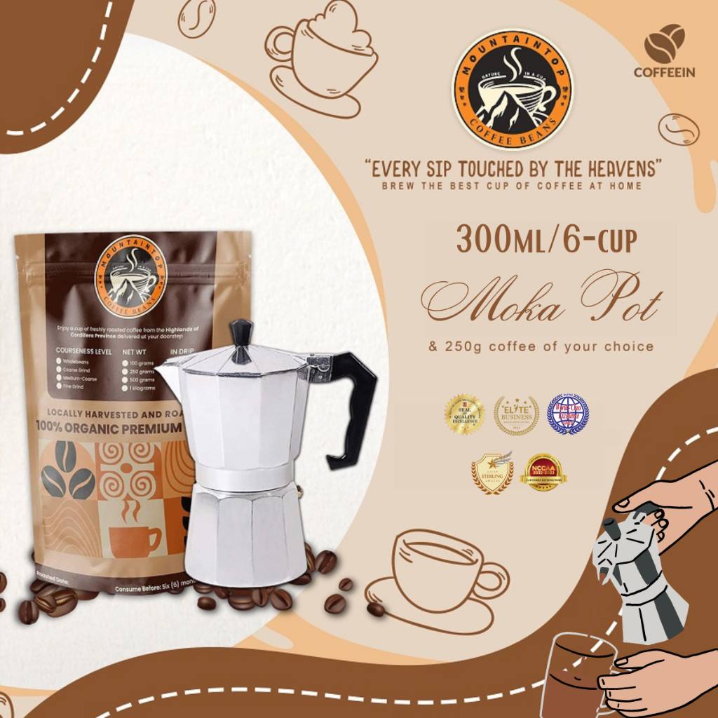 2in1 Bundle Moka Pot And 250g Premium Cordillera Coffee By MTCB | Shopee Philippines