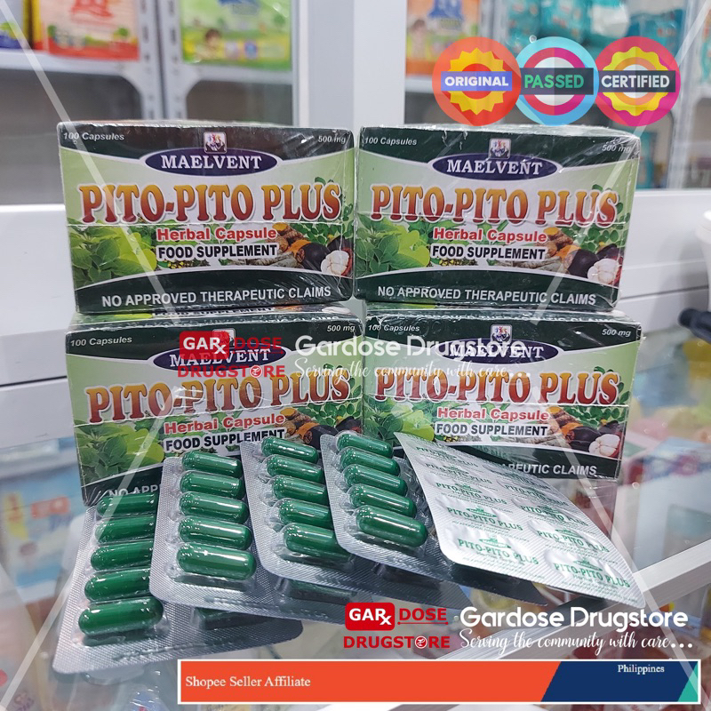 [𝗟𝗶𝗰𝗲𝗻𝘀𝗲𝗱 𝗗𝗿𝘂𝗴𝘀𝘁𝗼𝗿𝗲] Pito Pito Plus Herbal Capsule 500mg (Per Pad ...