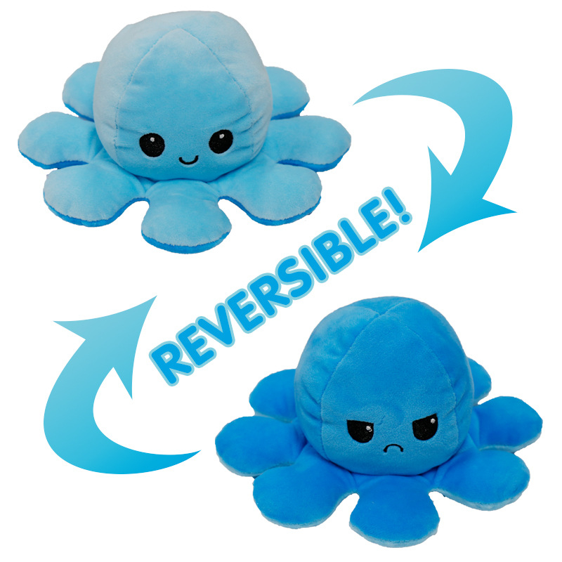 Toybus Reversible flip octopus doll expression cute plush toy reverse ...