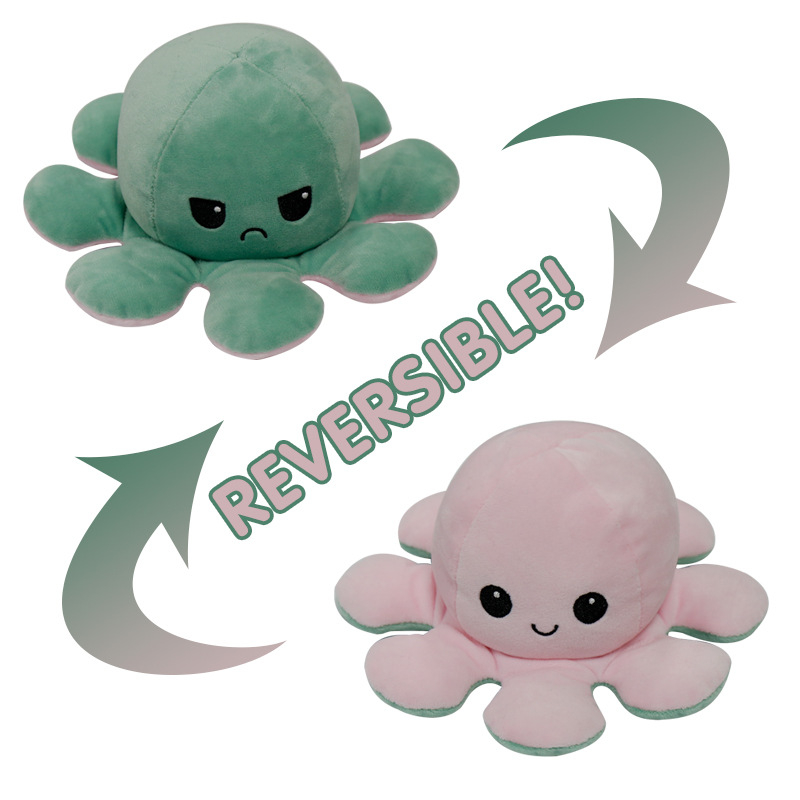 Toybus Reversible flip octopus doll expression cute plush toy reverse ...