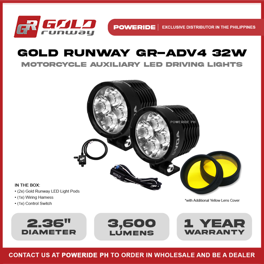 Gold Runway Motorcycle Auxiliary Driving Lights with Warranty | Shopee ...