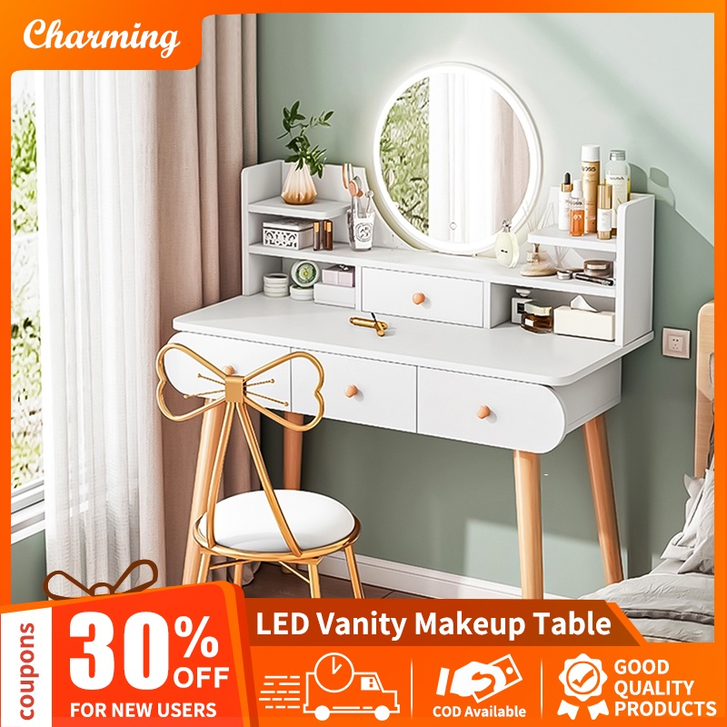 [LED light] Dressing Table Bedroom Vanity Mirror Vanity Cabinet With ...