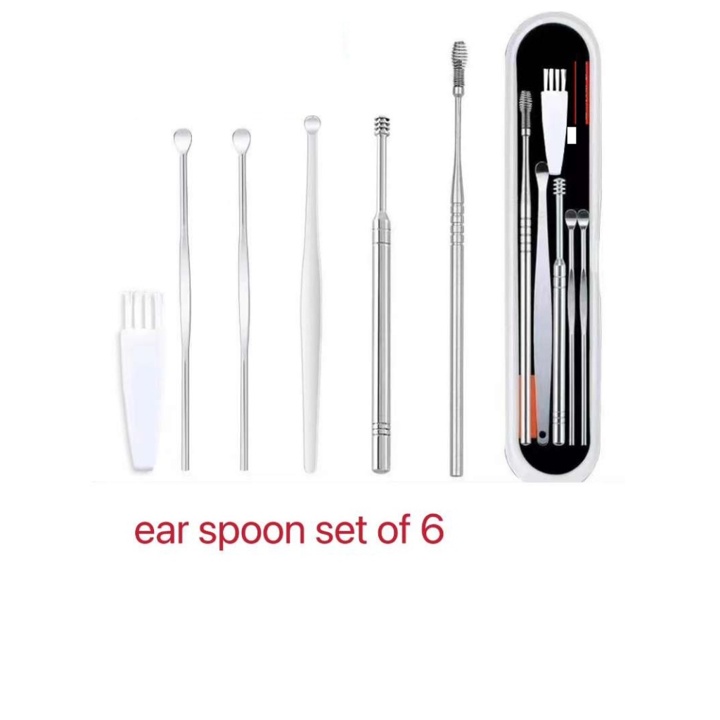 COD 5Pcs/Set Silver Stainless Steel Ear Spring Screw Dig Ear Clean Ear ...