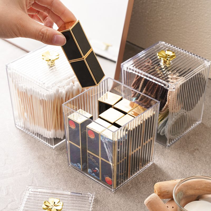 Clear Acrylic Square Pad Cosmetic Makeup Puff Storage Box Jar Organizer ...